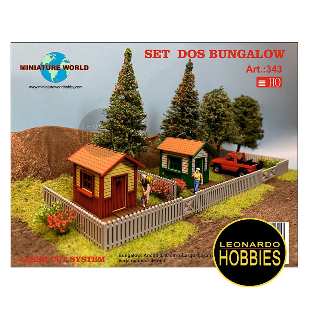Set Dos Bungalow Escala HO Miniature World 343 – Leonardo Hobbies